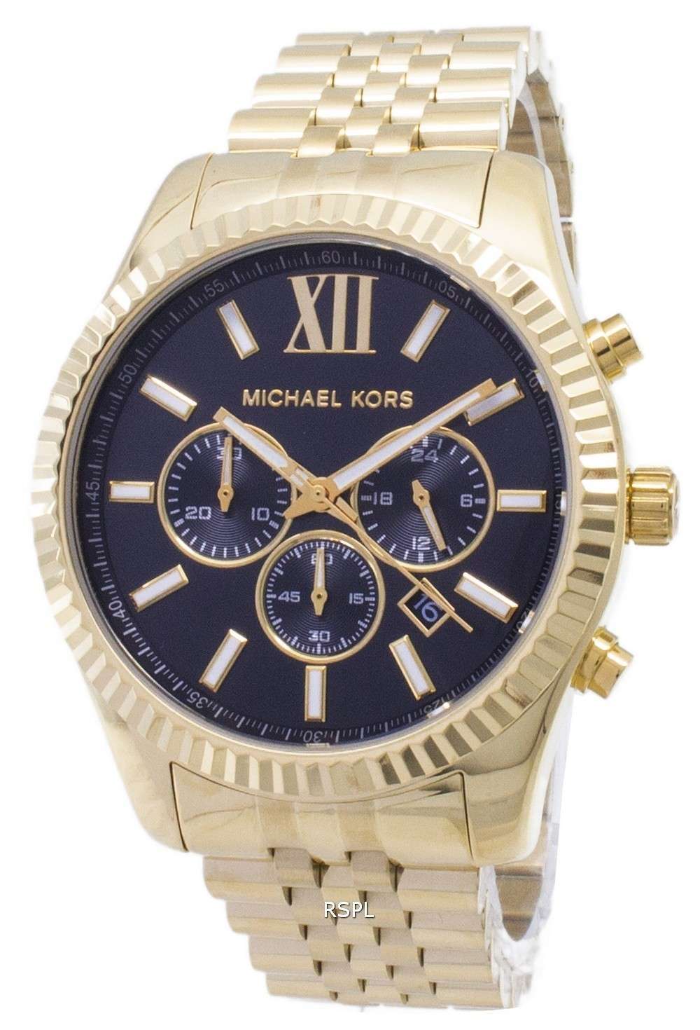 Michael Kors Lexington Chronograph Black Dial Gold-tone MK8286 Mens ...