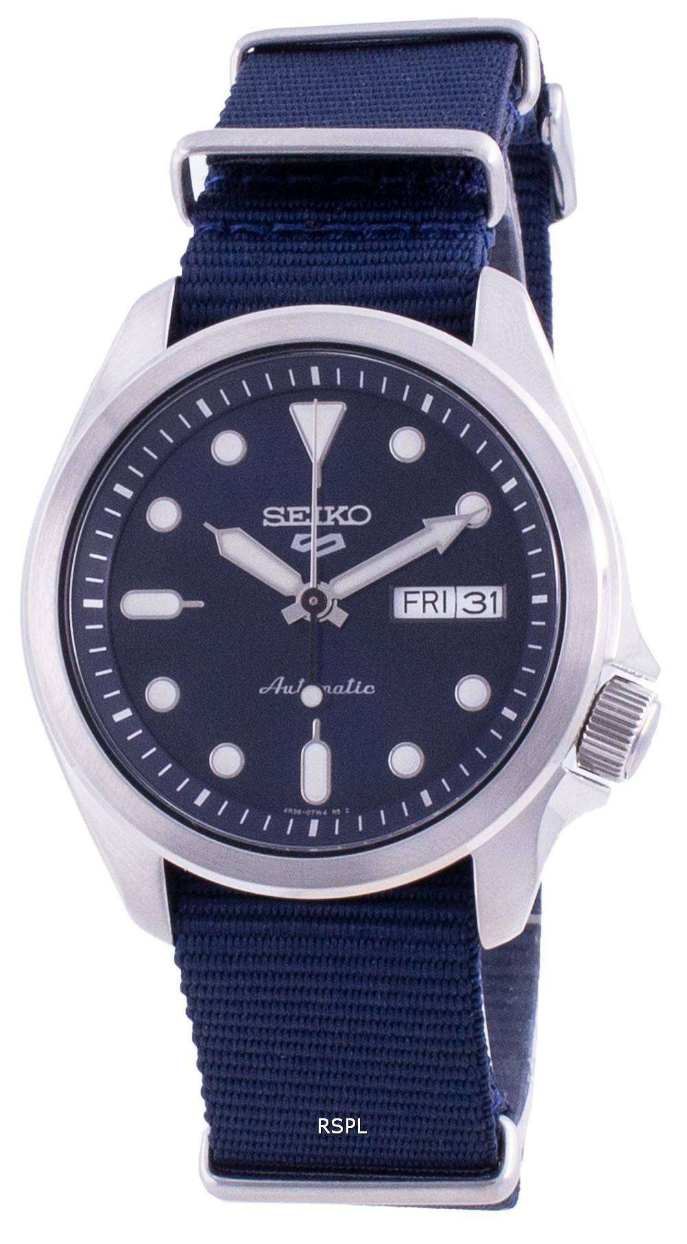 Seiko 5 Sports Blue Dial Nylon Strap Automatic SRPE63 SRPE63K1 SRPE63K ...