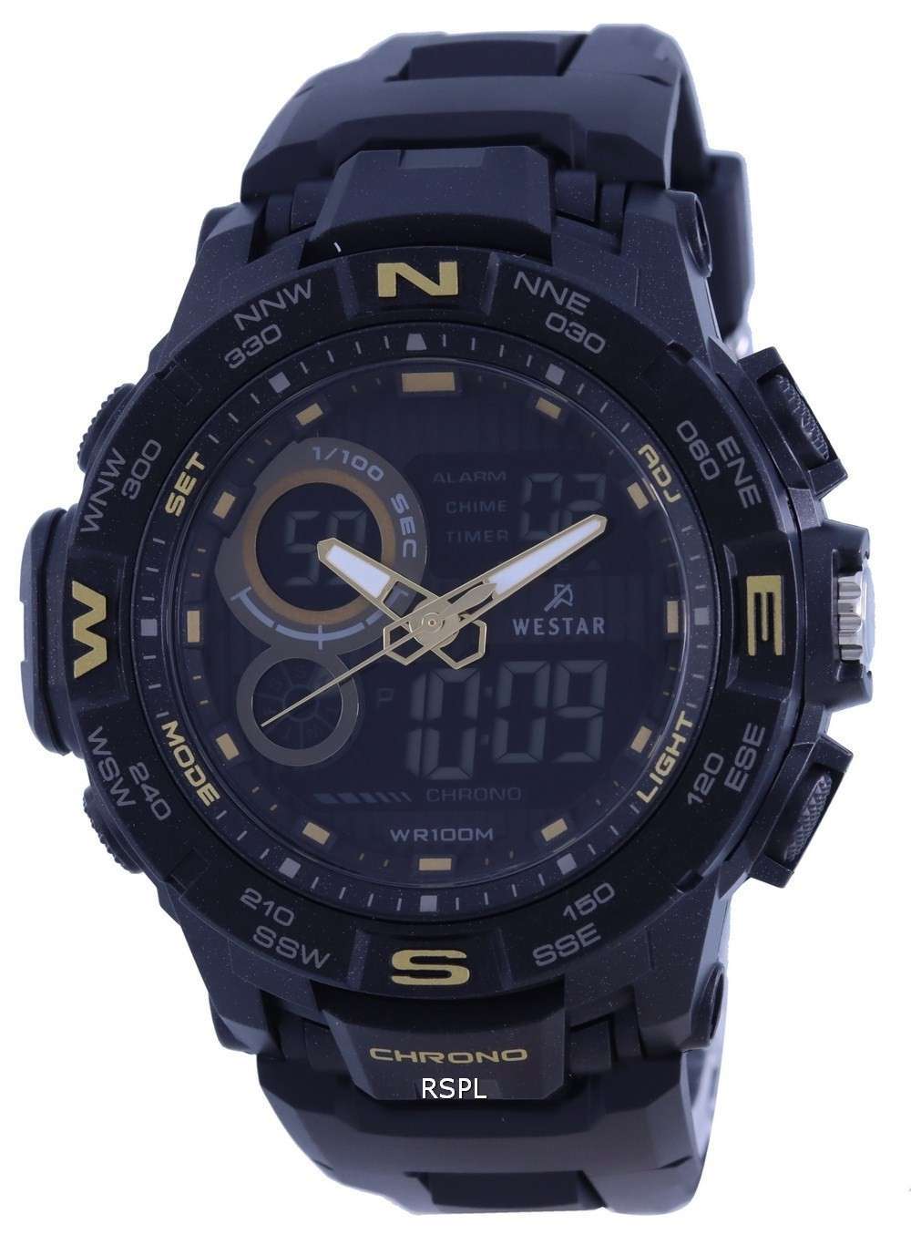 Westar Analog Digital Black Dial Quartz 85010 PTN 002 100M Mens Watch ...