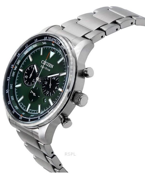 Citizen Eco-Drive Chronograph Stainless Steel Green Dial CA4500-91X ...
